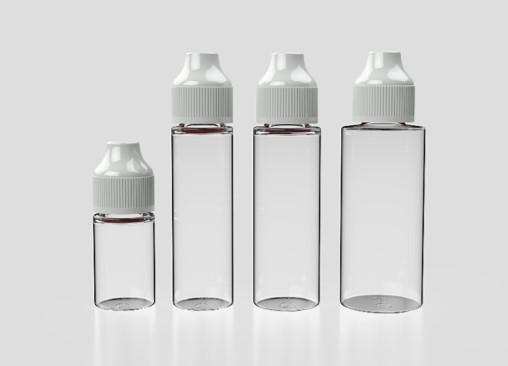 E-liquid 30ml, 60ml, 75ml and 120ml bottles